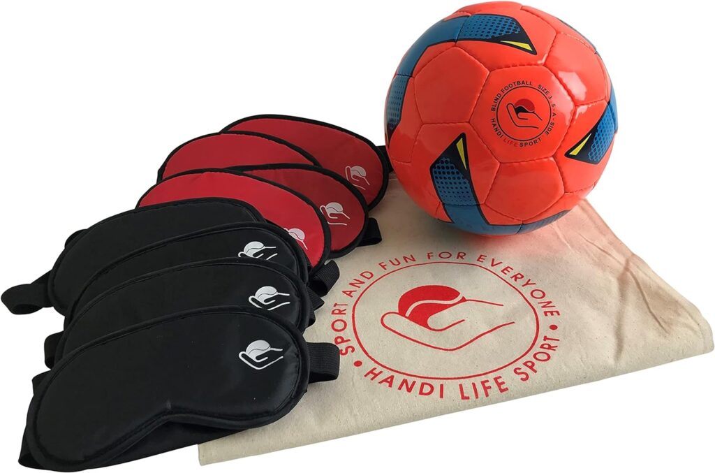 Kit Balón sonoro y 10 gafas tapaojos futbol para ciegos discapacidad ...